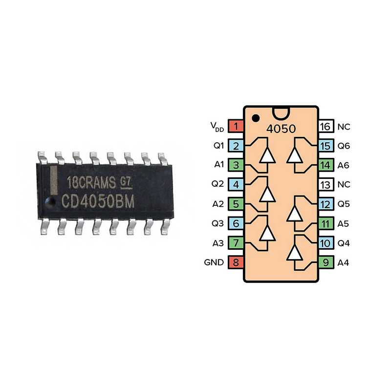 قیمت و خرید آی سی بافر اس ام دی CD4050 مدل IS - KV054 بسته 5 عددی