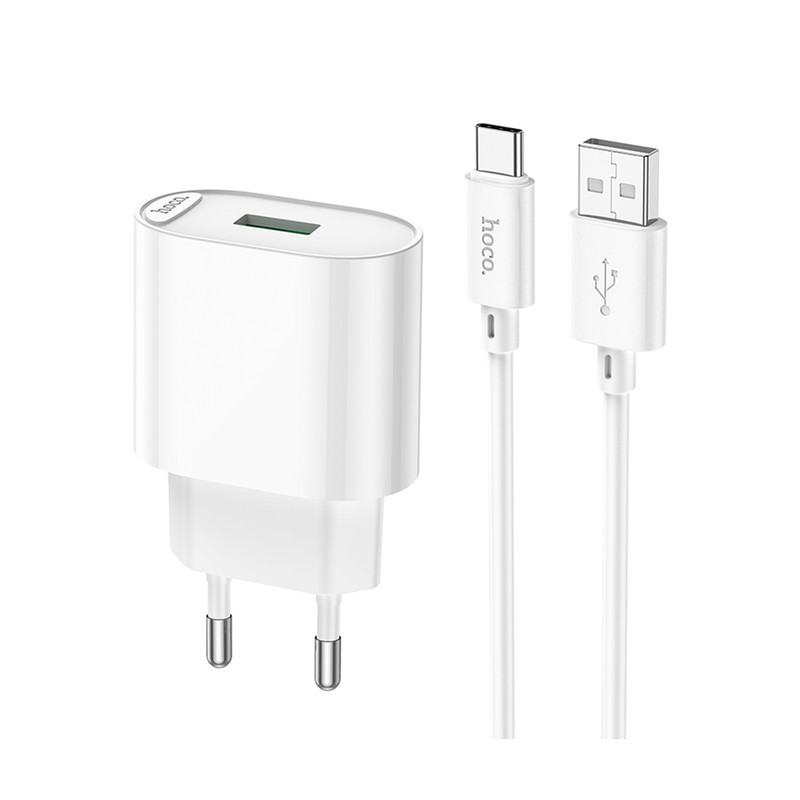 قیمت و خرید شارژر دیواری 18 وات هوکو مدل C109A به همراه کابل تبدیل usb-c