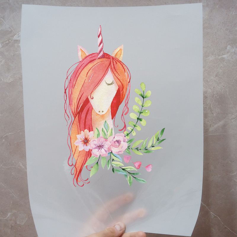 قیمت و خرید استیکر پارچه و لباس مدل dtf طرح یونیکورن کد H15.547 مجموعه 4 عددی