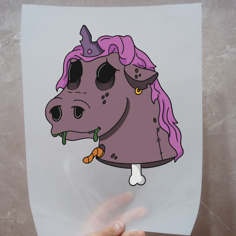 قیمت و خرید استیکر پارچه و لباس مدل dtf طرح یونیکورن کد H20.266 مجموعه 6 عددی