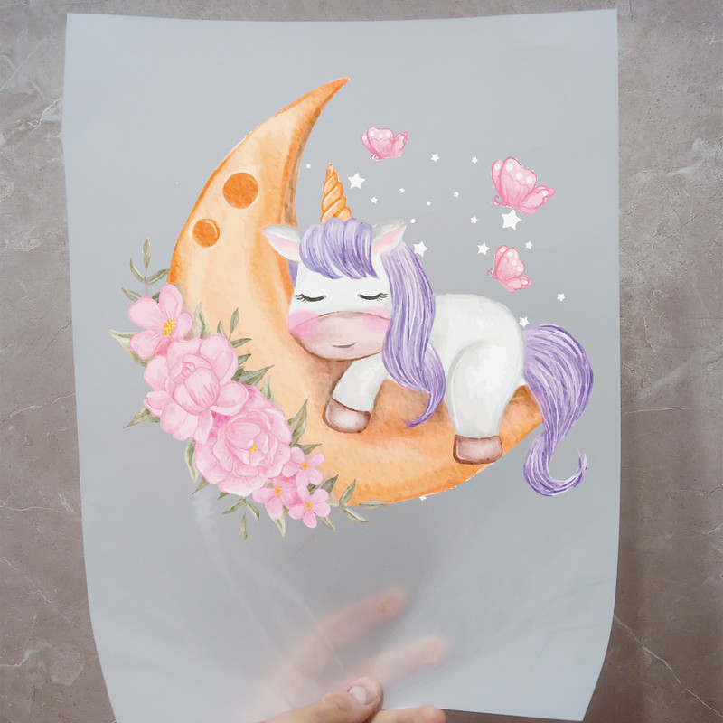 قیمت و خرید استیکر پارچه و لباس مدل dtf طرح یونیکورن کد H20.499 مجموعه 3 عددی