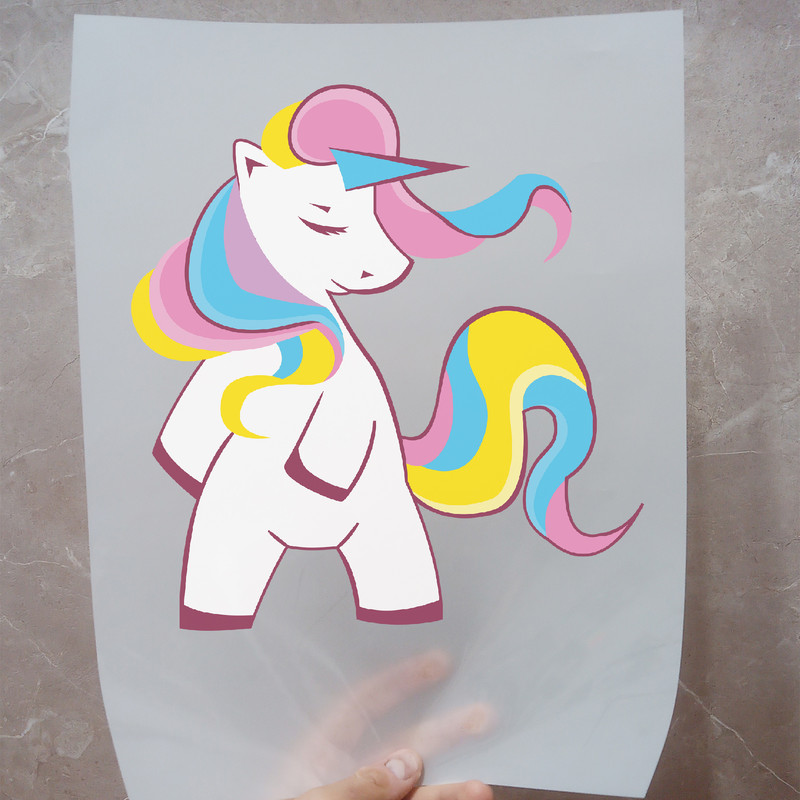 قیمت و خرید استیکر پارچه و لباس مدل dtf طرح یونیکورن کد H15.599 مجموعه 4 عددی