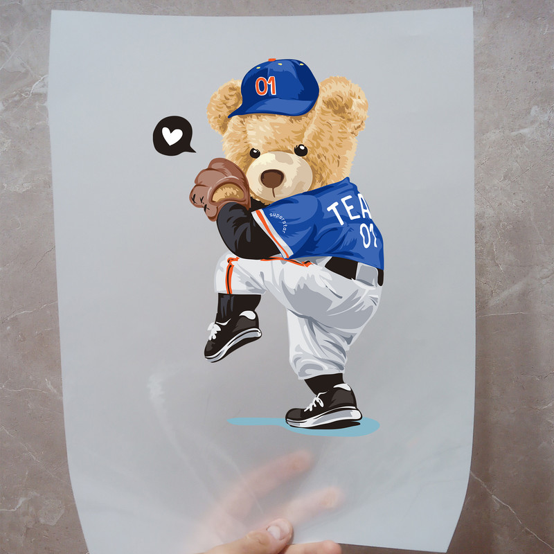 قیمت و خرید استیکر پارچه و لباس مدل dtf طرح تدی کد H20.153 مجموعه 6 عددی