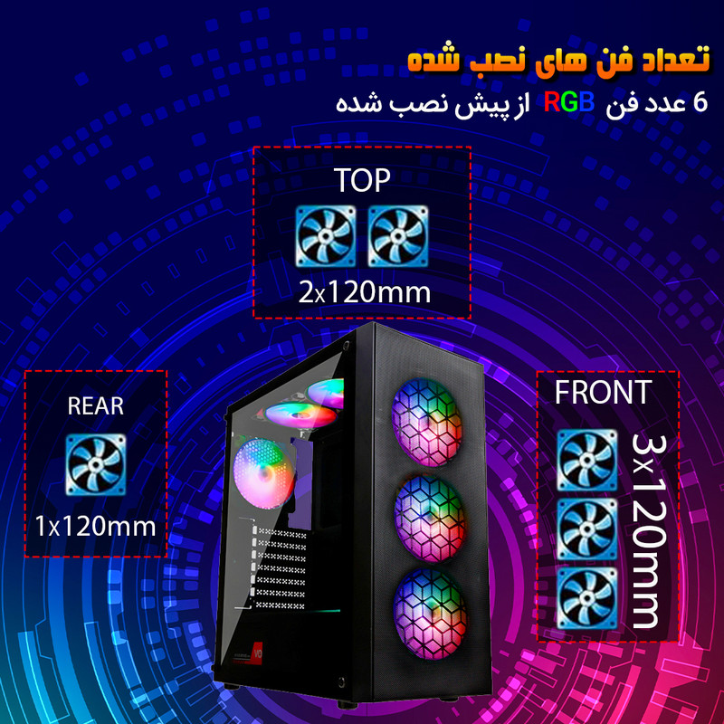 قیمت و خرید کیس کامپیوتر ریدمکس مدل X921 Gaming 6 fan