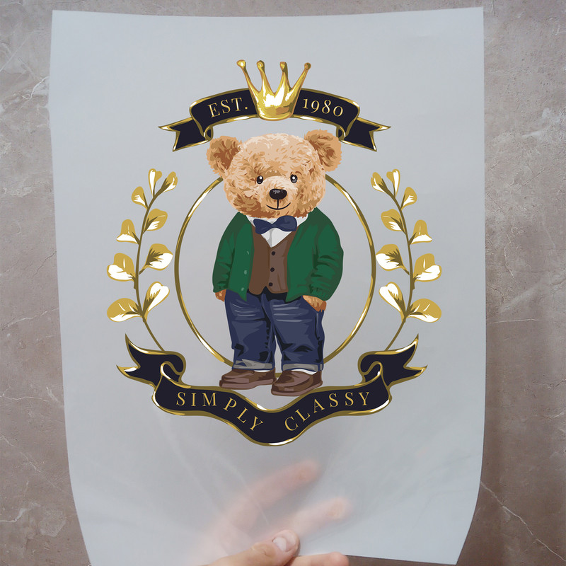 قیمت و خرید استیکر پارچه و لباس مدل dtf طرح تدی کد H20.135 مجموعه 3 عددی