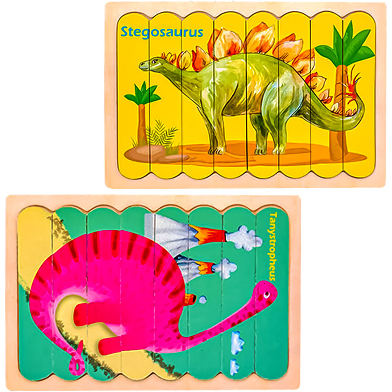 قیمت و خرید پازل آموزشی مدل دو وجهی طرح Stegosaurus & Tanystropheus