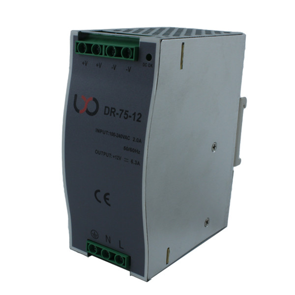 قیمت و خرید منبع تغذیه ریلی صنعتی ال ایکس او 12 ولت 6.3 آمپر مدل DR-75-12