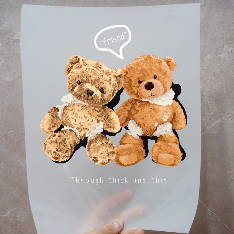 قیمت و خرید استیکر پارچه و لباس مدل dtf طرح تدی کد H15.178 مجموعه 12 عددی