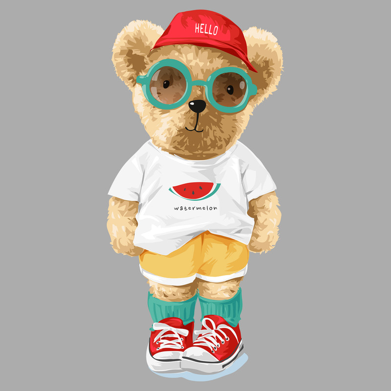 قیمت و خرید استیکر پارچه و لباس مدل dtf طرح تدی کد H15.169 مجموعه 12 عددی