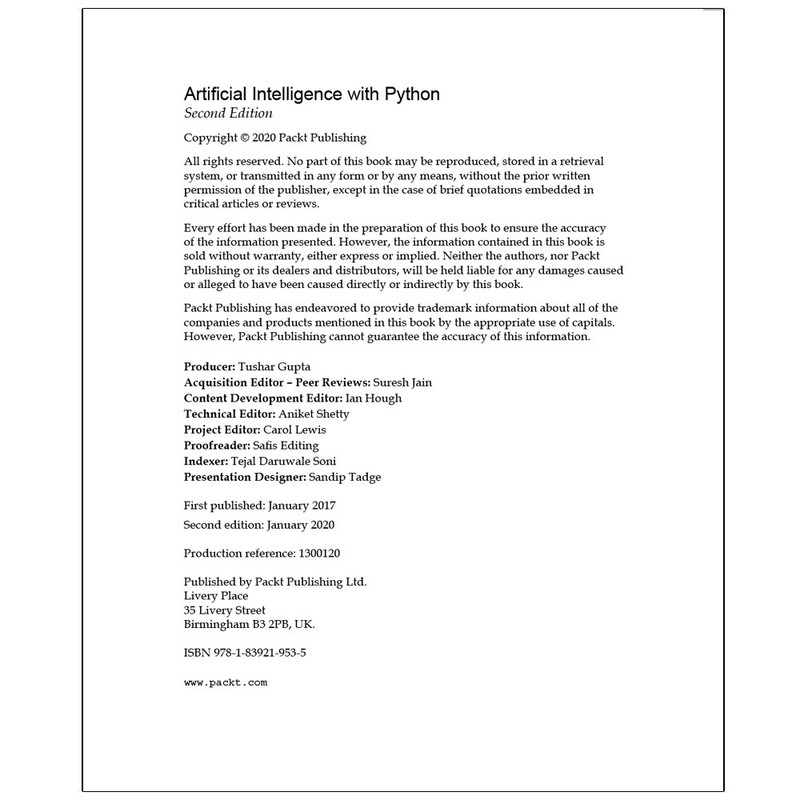 قیمت و خرید کتاب Artificial Intelligence With Python Second Edition اثر
