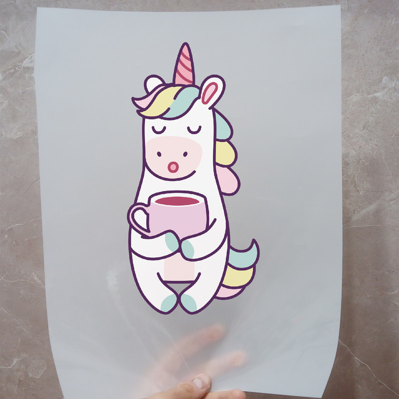 قیمت و خرید استیکر پارچه و لباس مدل dtf طرح یونیکورن کد H15.849 مجموعه 4 عددی