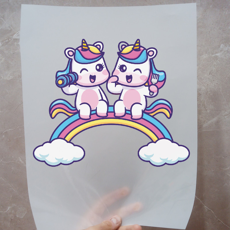 قیمت و خرید استیکر پارچه و لباس مدل dtf طرح یونیکورن کد H15.624 مجموعه 4 عددی