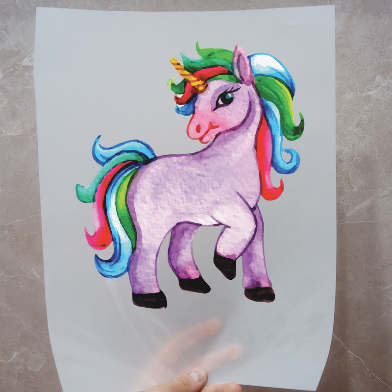 قیمت و خرید استیکر پارچه و لباس مدل dtf طرح یونیکورن کد H15.531 مجموعه 4 عددی