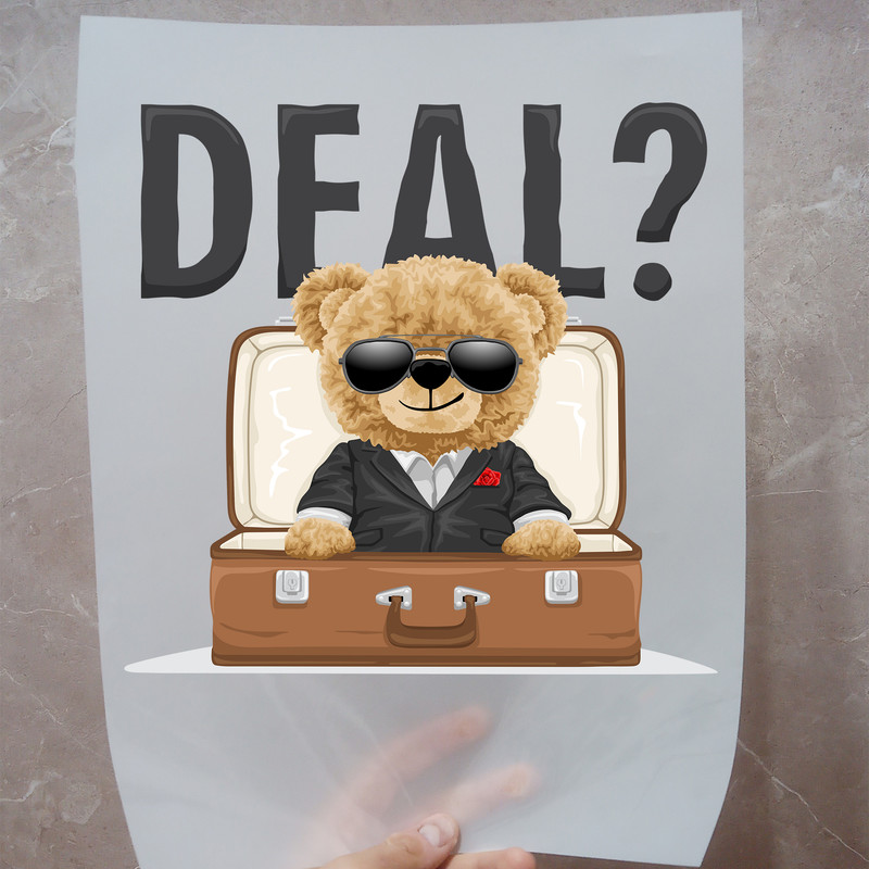 قیمت و خرید استیکر پارچه و لباس مدل dtf طرح تدی کد H15.68 مجموعه 4 عددی