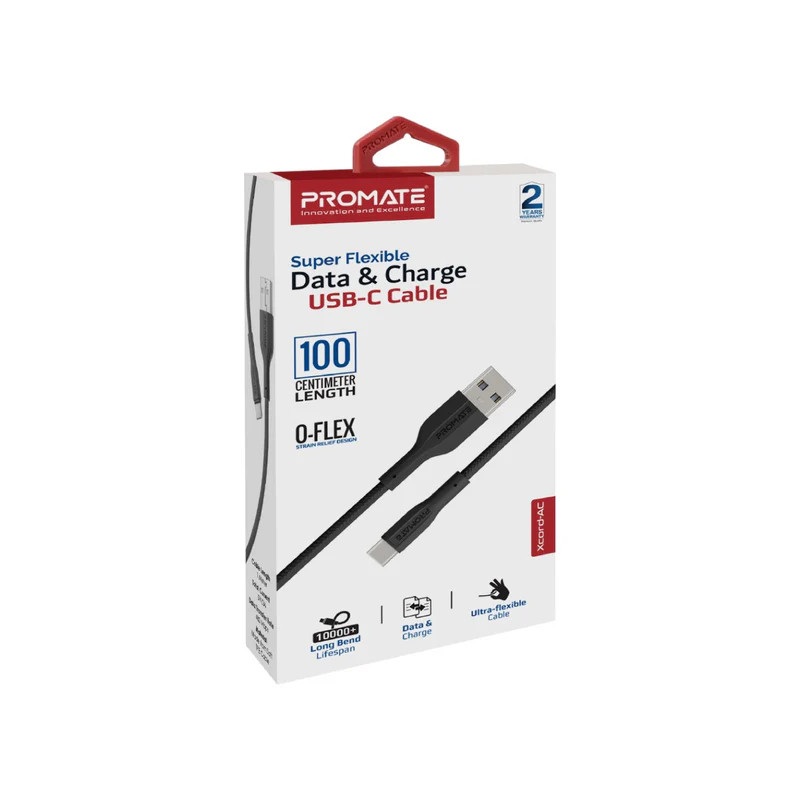 قیمت و خرید کابل تبدیل USB به USB-C پرومیت مدل ECOLINE-CC120.BLK طول 1 متر