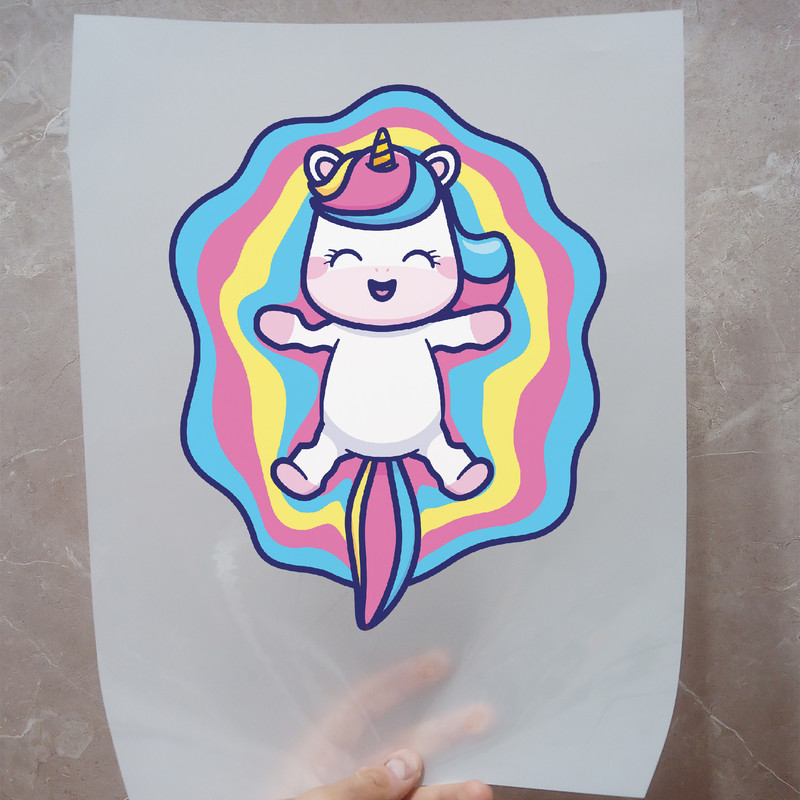 قیمت و خرید استیکر پارچه و لباس مدل dtf طرح یونیکورن کد H15.646 مجموعه 4 عددی