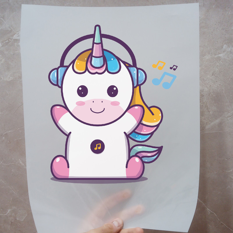 قیمت و خرید استیکر پارچه و لباس مدل dtf طرح یونیکورن کد H15.924 مجموعه 4 عددی