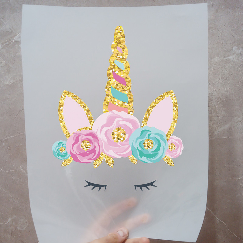 قیمت و خرید استیکر پارچه و لباس مدل dtf طرح یونیکورن کد H15.6 مجموعه 4 عددی