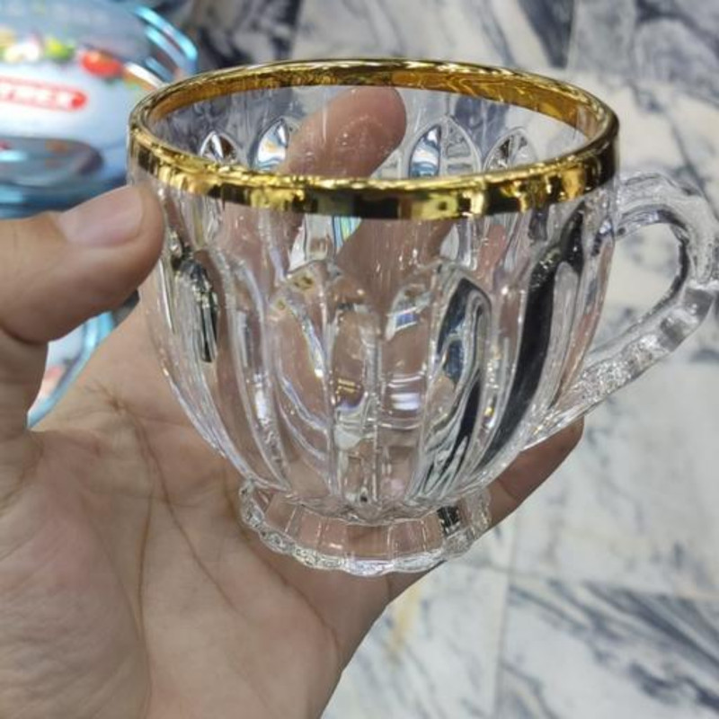 قیمت و خرید فنجان مدل Geloba لب طلایی بسته 6 عددی