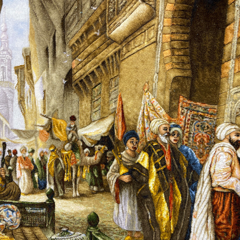 قیمت و خرید تابلو فرش دستباف مدل بازار قاهره کد 1007