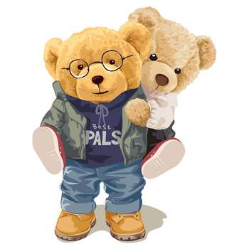 قیمت و خرید استیکر پارچه و لباس مدل dtf طرح تدی کد H20.198 مجموعه 24 عددی