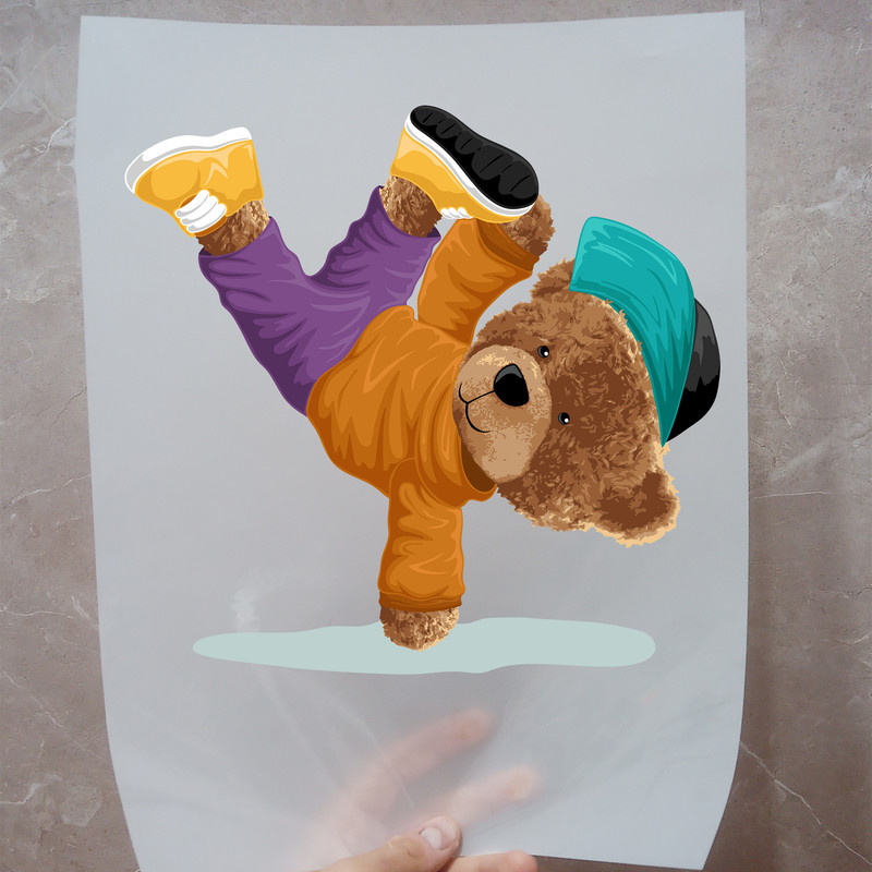 قیمت و خرید استیکر پارچه و لباس مدل dtf طرح تدی کد H20.10 مجموعه 6 عددی