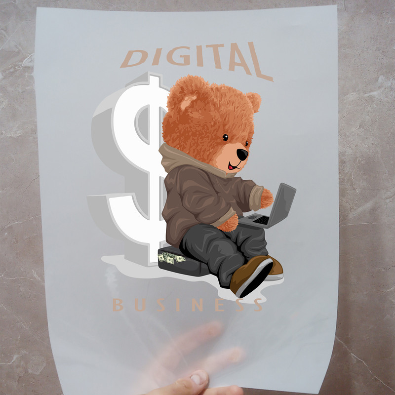 قیمت و خرید استیکر پارچه و لباس مدل dtf طرح تدی کد H15.38 مجموعه 4 عددی