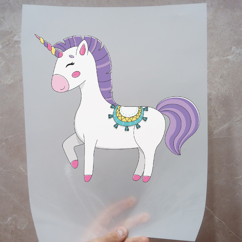 قیمت و خرید استیکر پارچه و لباس مدل dtf طرح یونیکورن کد H15.864 مجموعه 4 عددی