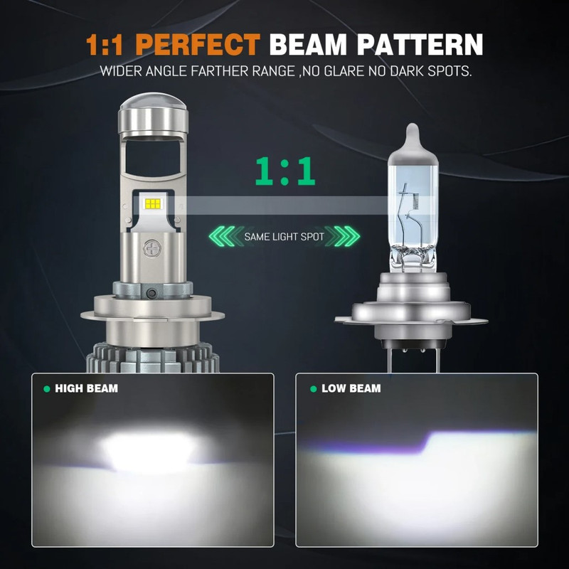 قیمت و خرید هدلایت لنزدار خودرو مدل A80 پایه H7 بسته 2 عددی