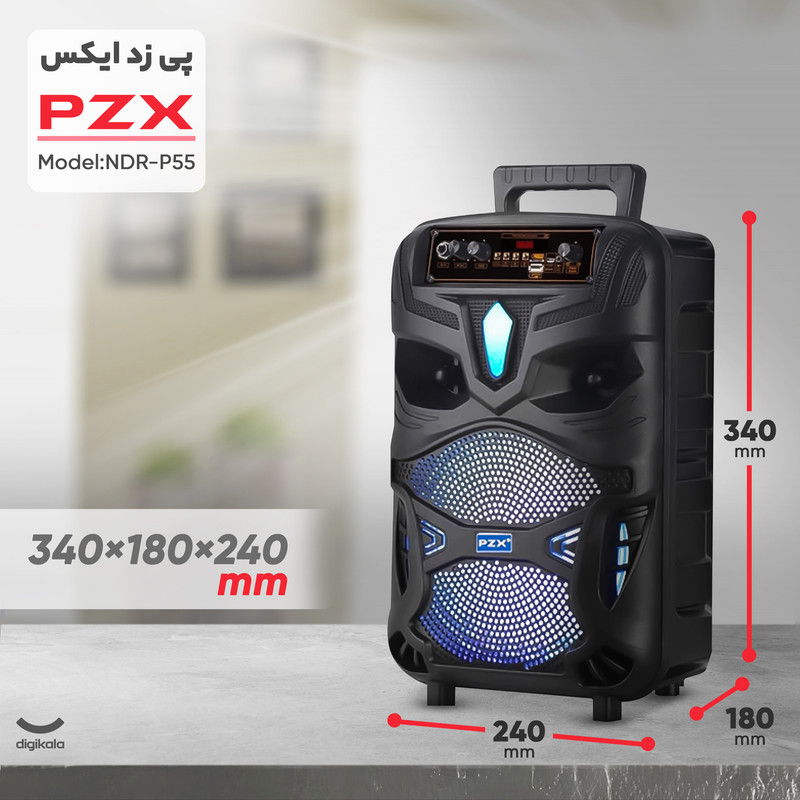 قیمت و خرید اسپیکر بلوتوثی قابل حمل پی زد ایکس مدل NDR-P55 به همراه میکروفون