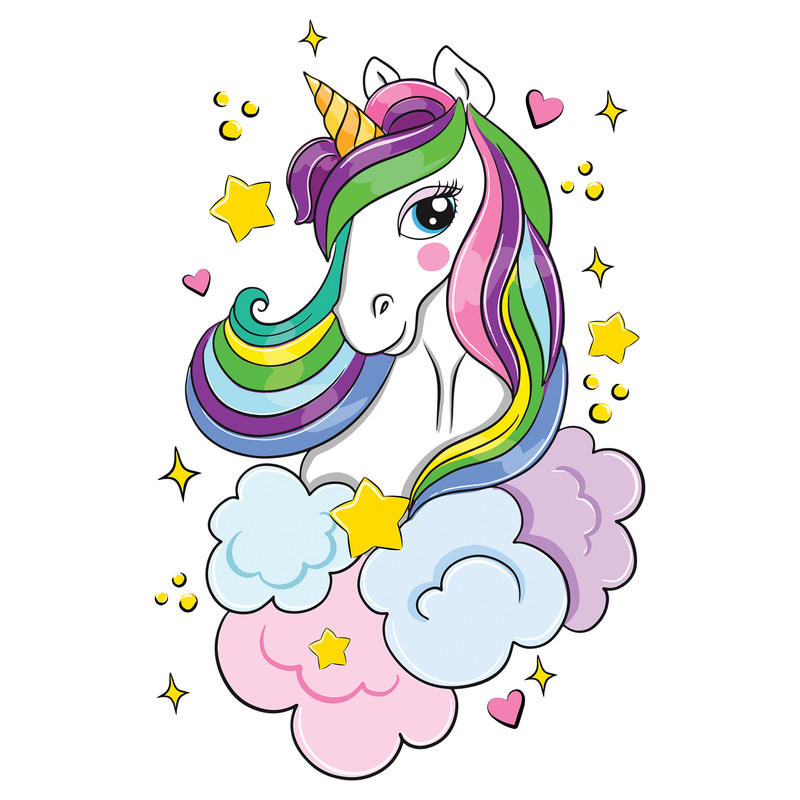 قیمت و خرید استیکر پارچه و لباس مدل dtf طرح یونیکورن کد H15.853 مجموعه 4 عددی