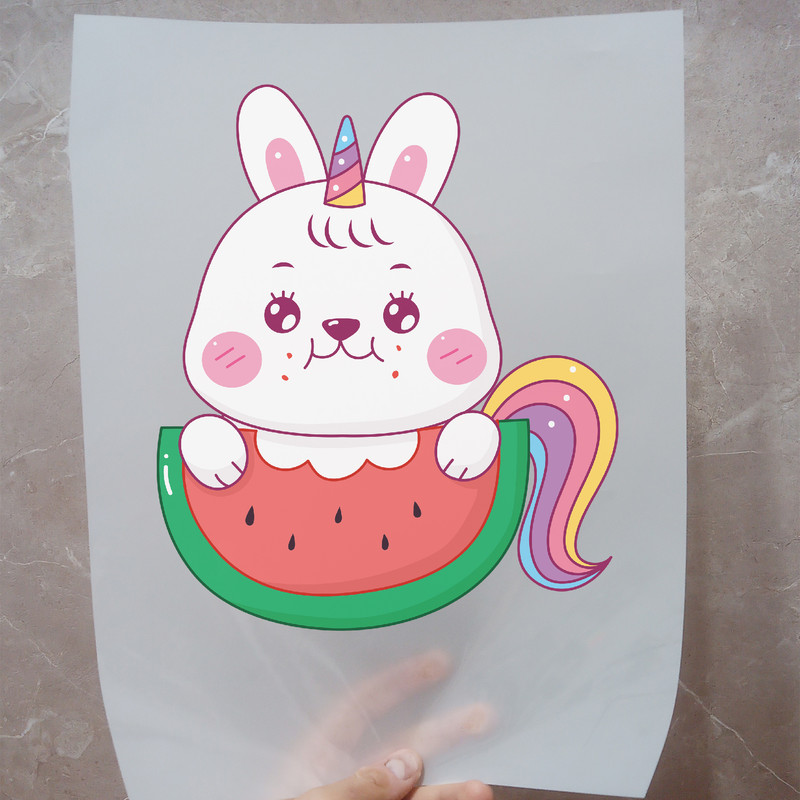 قیمت و خرید استیکر پارچه و لباس مدل dtf طرح یونیکورن کد H15.450 مجموعه 4 عددی