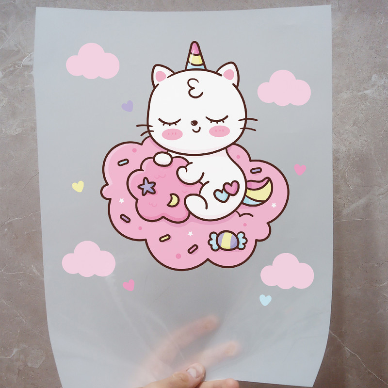 قیمت و خرید استیکر پارچه و لباس مدل dtf طرح یونیکورن کد H15.688 مجموعه 4 عددی