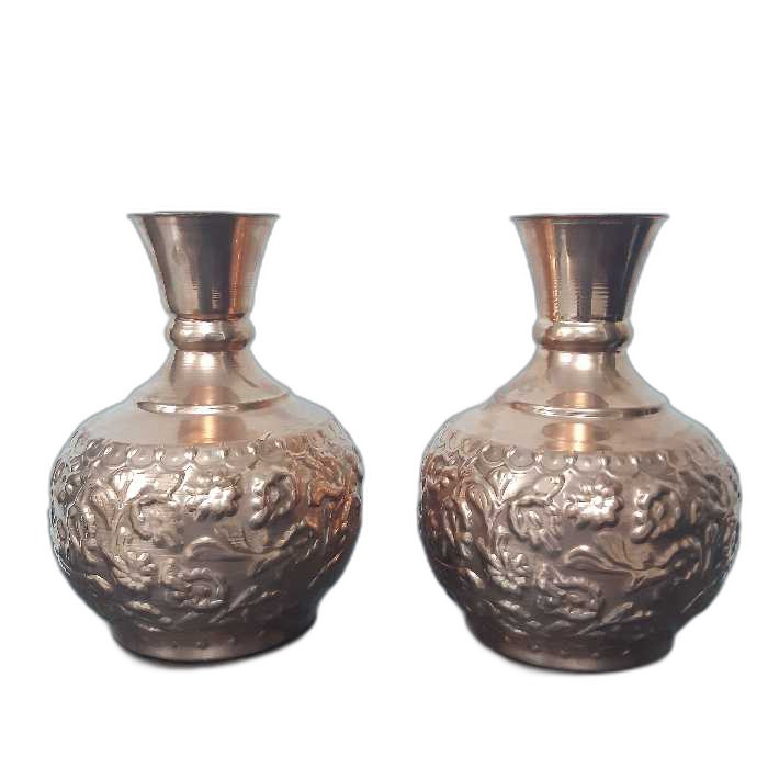 قیمت و خرید گلدان مسی طرح برجسته طاووس بسته 2 عددی