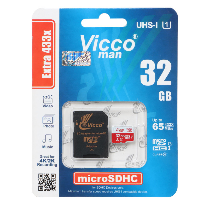 قیمت و خرید کارت حافظه MicroSDHC ویکومن مدل 433x کلاس 10 استاندارد UHS-I U1 سرعت 65MBPS ظرفیت 32 ...