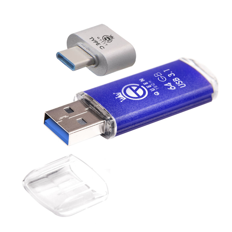 قیمت و خرید فلش مموری کوئین تک مدل QUICK USB3.1 ظرفیت 64 گیگابایت به همراه مبدل USB-C