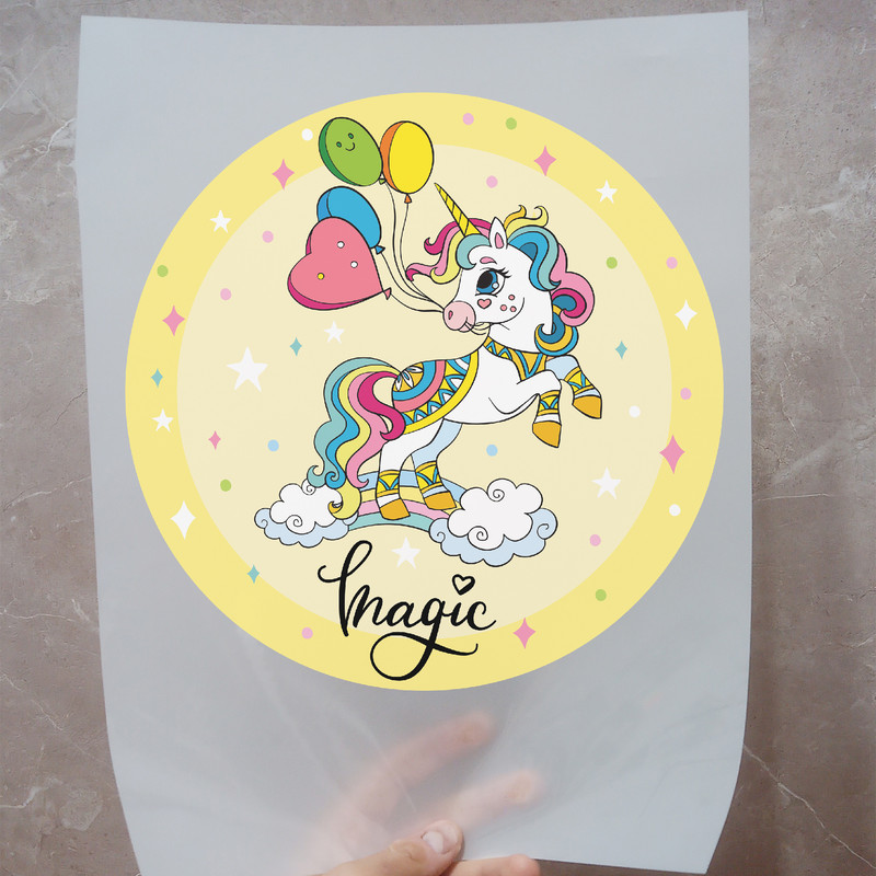 قیمت و خرید استیکر پارچه و لباس مدل dtf طرح یونیکورن کد H20.233 مجموعه 6 عددی