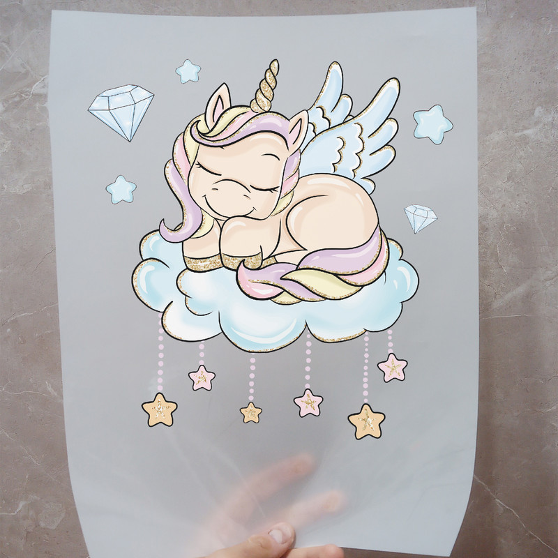 قیمت و خرید استیکر پارچه و لباس مدل dtf طرح یونیکورن کد H20.406 مجموعه 3 عددی