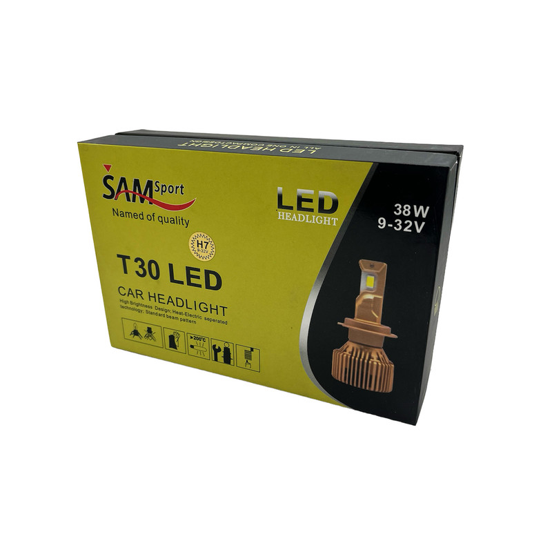 قیمت و خرید هدلایت لامپ خودرو سام مدل SAM T30 پایه H7 بسته دو عددی