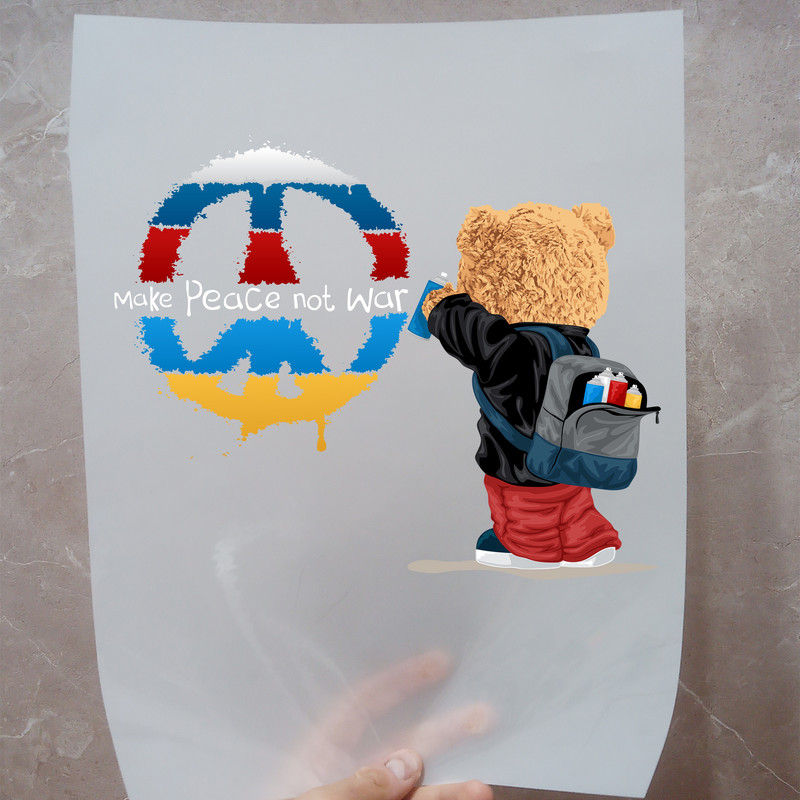 قیمت و خرید استیکر پارچه و لباس مدل dtf طرح تدی کد H15.43 مجموعه 12 عددی