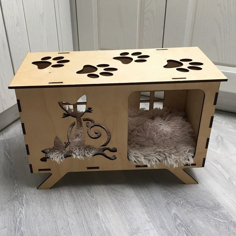 قیمت و خرید جای خواب سگ و گربه مدل لانه چوبی کد B19