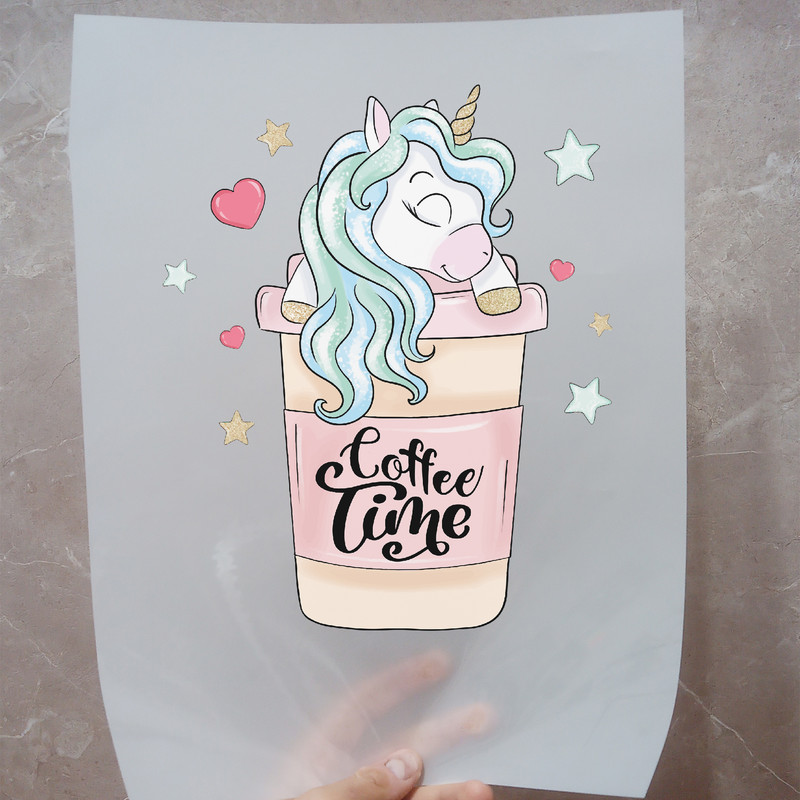 قیمت و خرید استیکر پارچه و لباس مدل dtf طرح یونیکورن کد H15.409 مجموعه 4 عددی