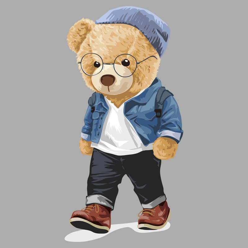 قیمت و خرید استیکر پارچه و لباس مدل dtf طرح تدی کد H15.180 مجموعه 4 عددی