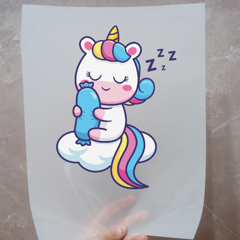 قیمت و خرید استیکر پارچه و لباس مدل dtf طرح یونیکورن کد H15.635 مجموعه 4 عددی