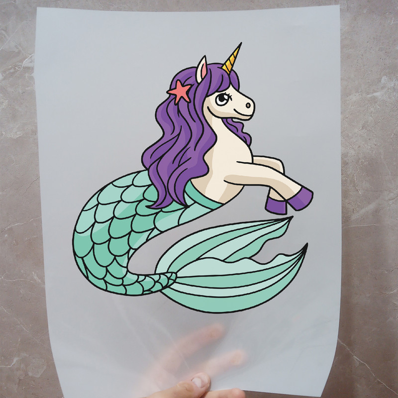 قیمت و خرید استیکر پارچه و لباس مدل dtf طرح یونیکورن کد H15.833 مجموعه 4 عددی