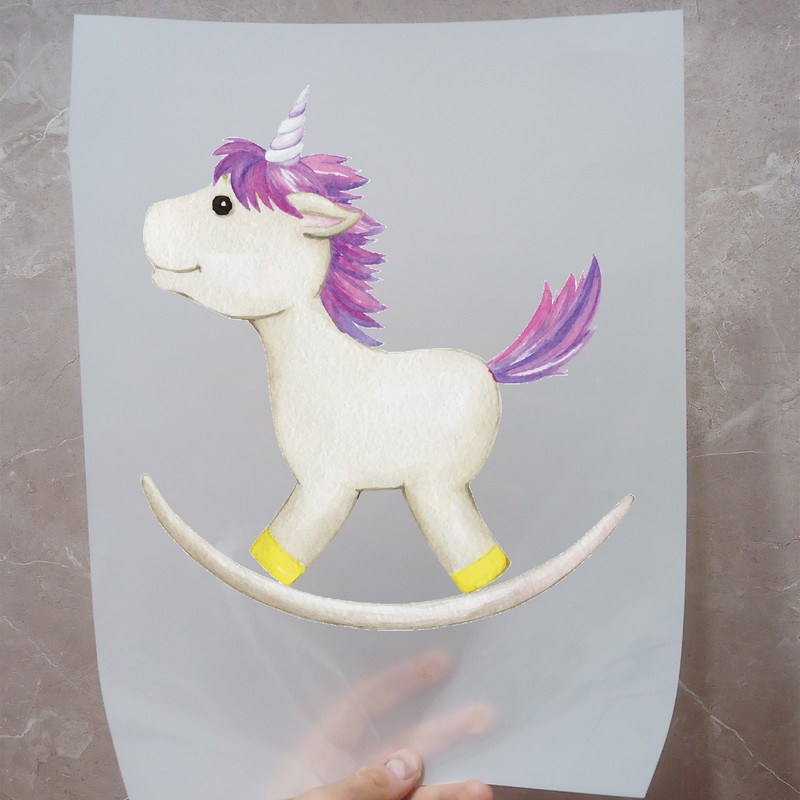 قیمت و خرید استیکر پارچه و لباس مدل dtf طرح یونیکورن کد H20.527 مجموعه 3 عددی