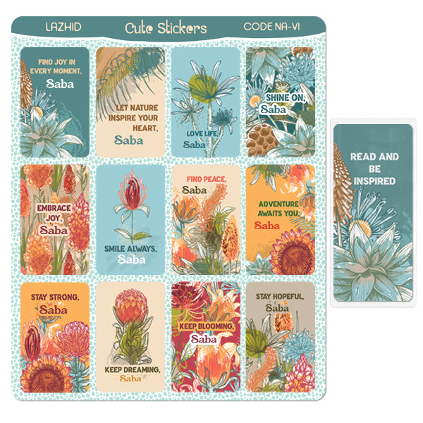 قیمت و خرید برچسب لاژید مدل اسم سبا طرح جمله انگیزشی به همراه نشانگر کتاب