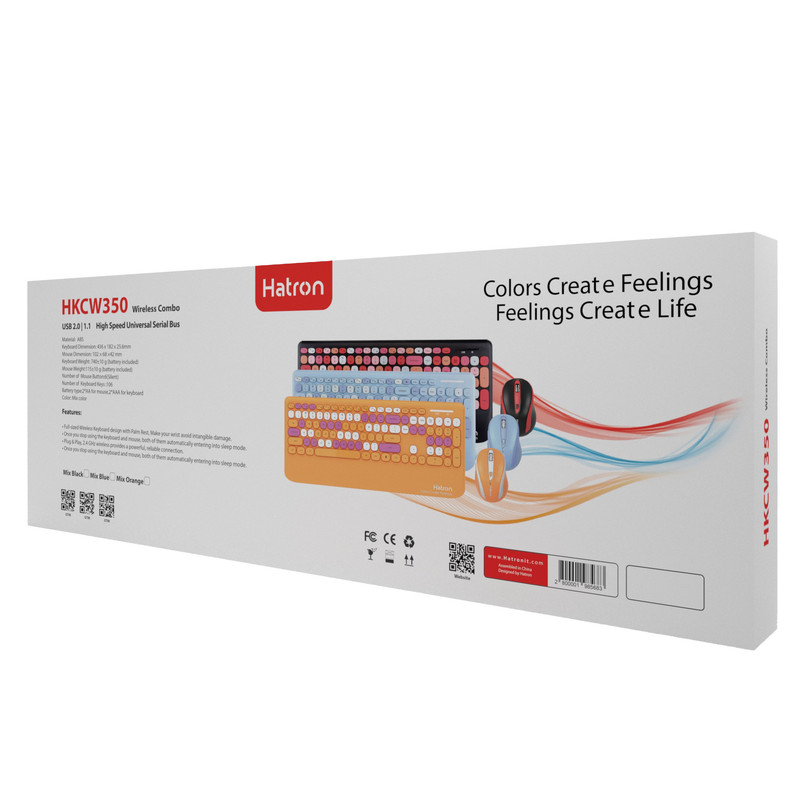 قیمت و خرید کیبورد و ماوس بی سیم هترون مدل HKCW350، سوییچ ممبران، Full-Size