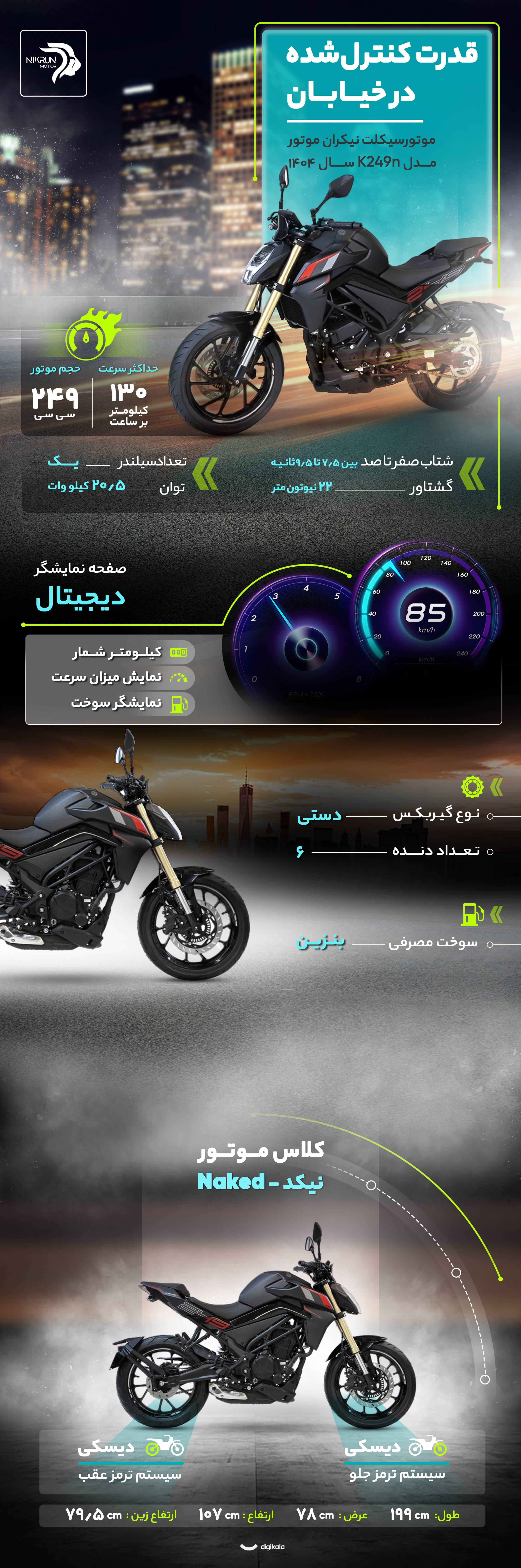 قیمت و خرید موتورسیکلت نیکران موتور مدل K249n سال 1404