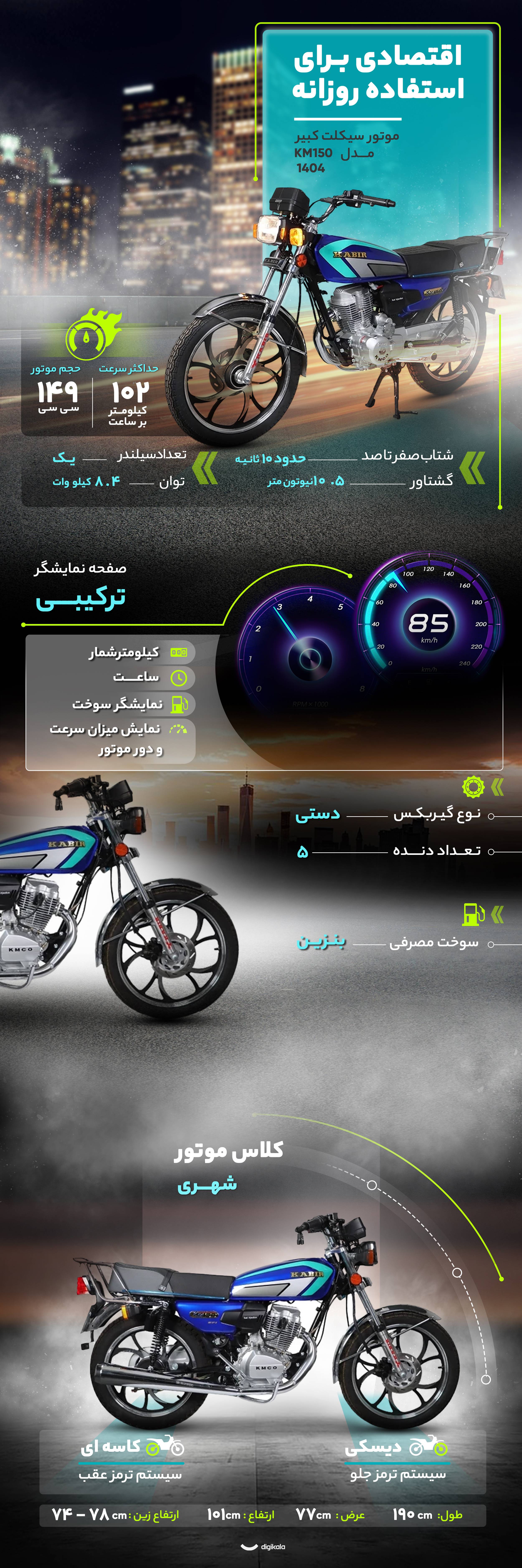 قیمت و خرید موتور سیکلت کبیر موتور مدل KM150 سال 1404